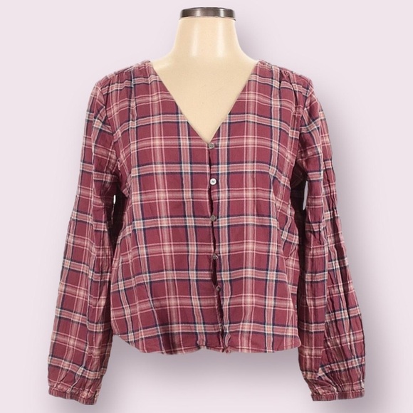 Madewell | Tops | Madewell Red Pink Plaid Button Down Shirt Large ...
